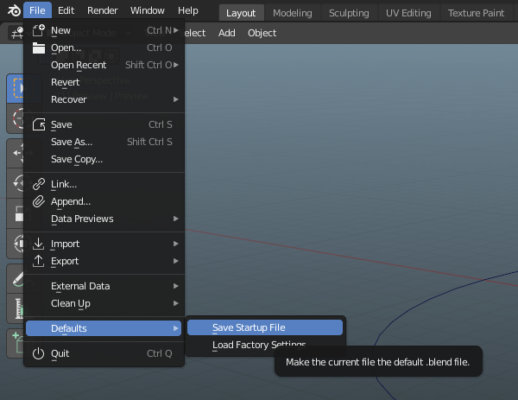 起動時の設定をカスタムする【Blender】 | けものこばち